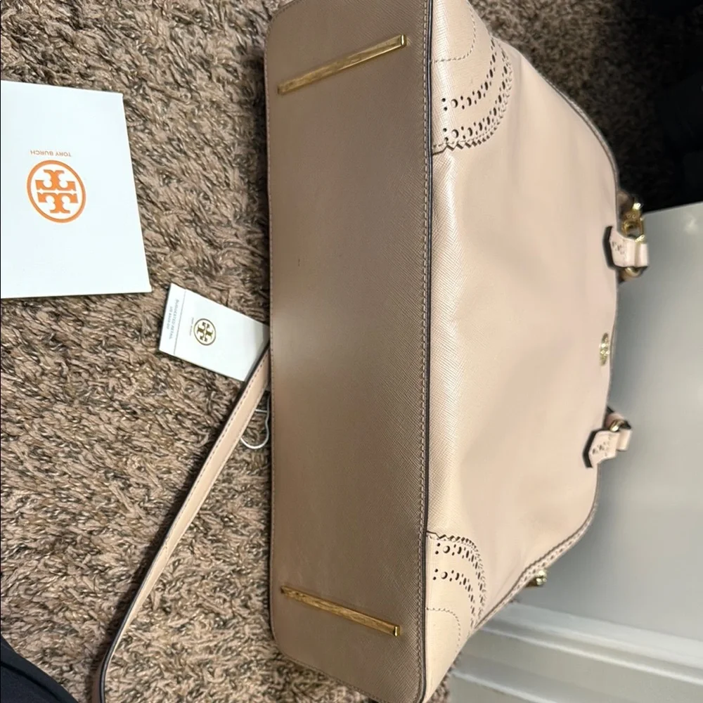 Tory Burch | Bags | Tory Burch Cream Satchel With Perforated Trim ...